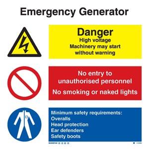 Emergency generator combination sign | Marine Equipment and Services Co ...